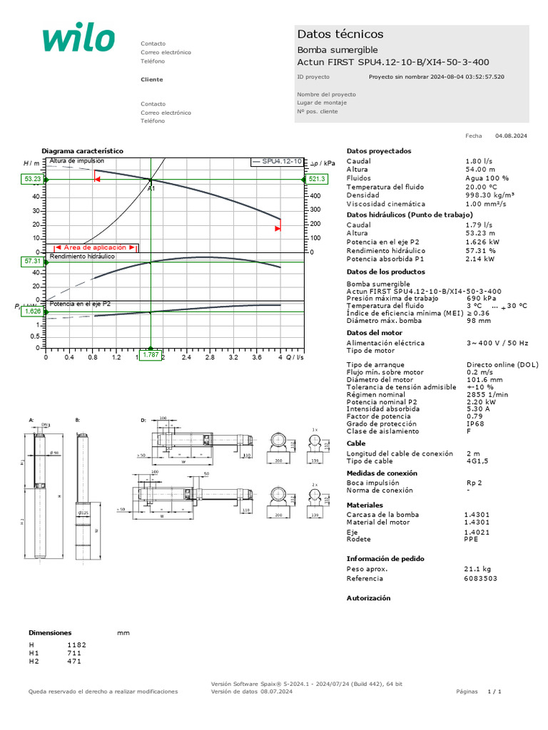 OP2 Ficha Técnica Actun FIRST SPU4.12-10-B XI4-50-3-400 | PDF