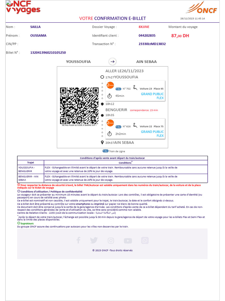 Oncf Voyages Oussama Sailla | PDF