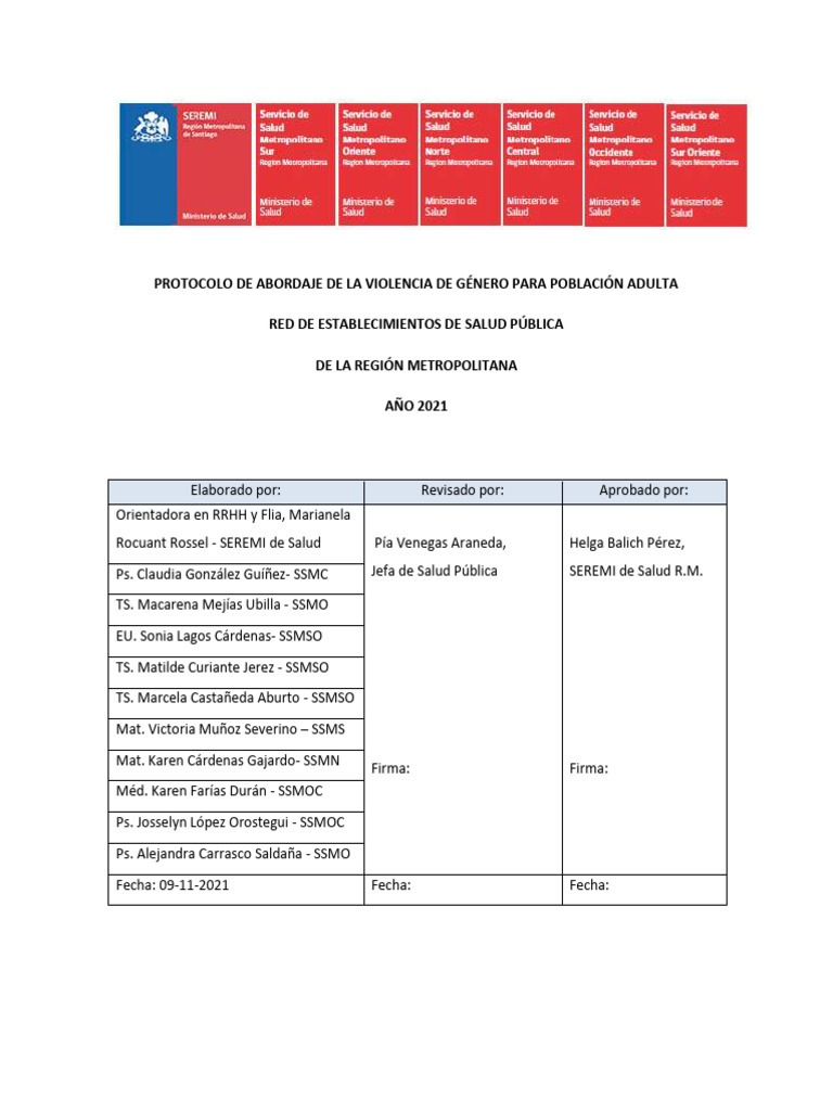 PROTOCOLO VIOLENCIA DE GÉNERO DE ADULTOS RM 09-11-2021 DIGITAL | PDF