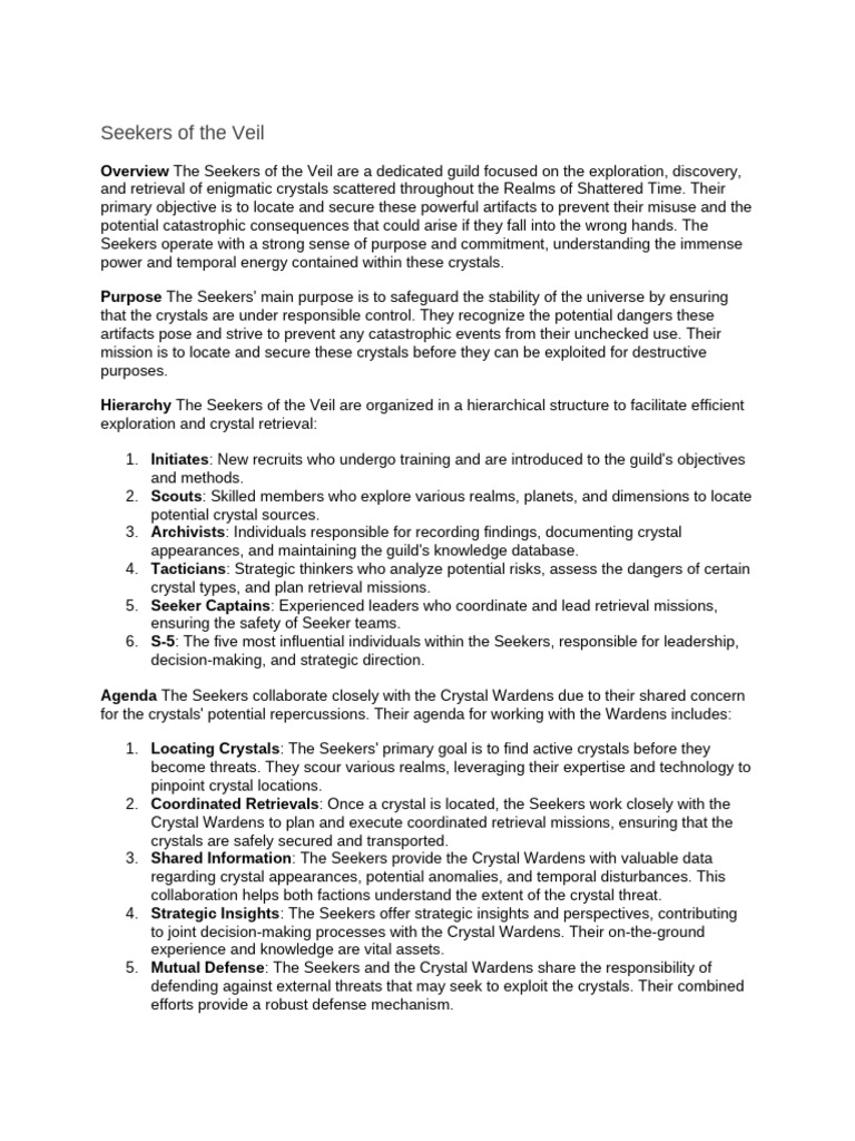 Seekers of The Veil | PDF