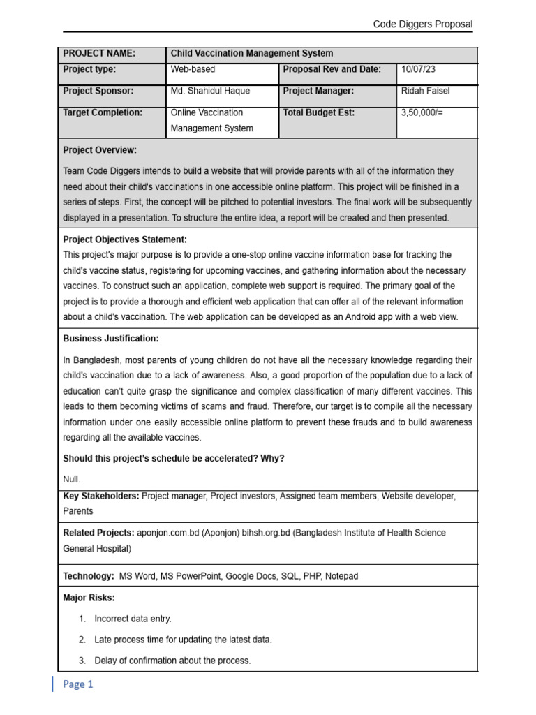 Code Diggers Project Proposal FINAL | PDF