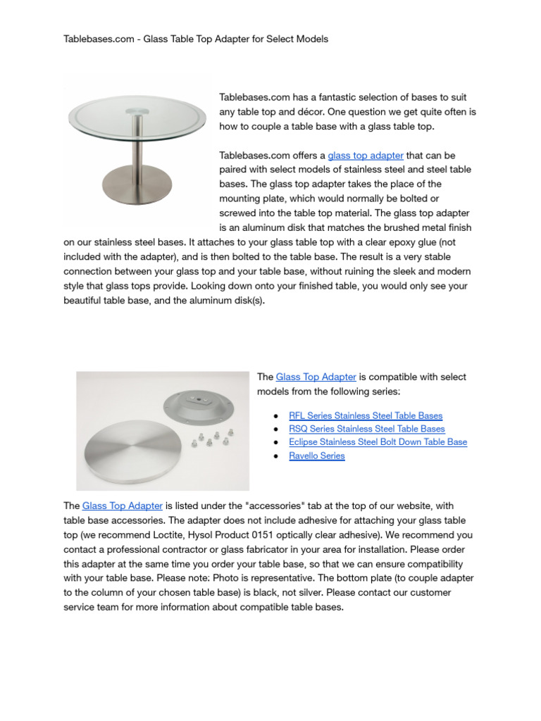 Glass Top Adapter | PDF