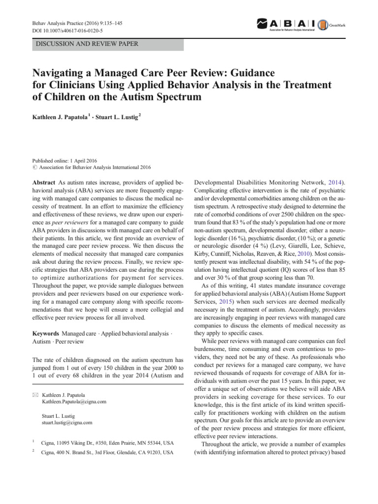 Navigating A Managed Care Peer Review - Guidance For Clinicians Using ...