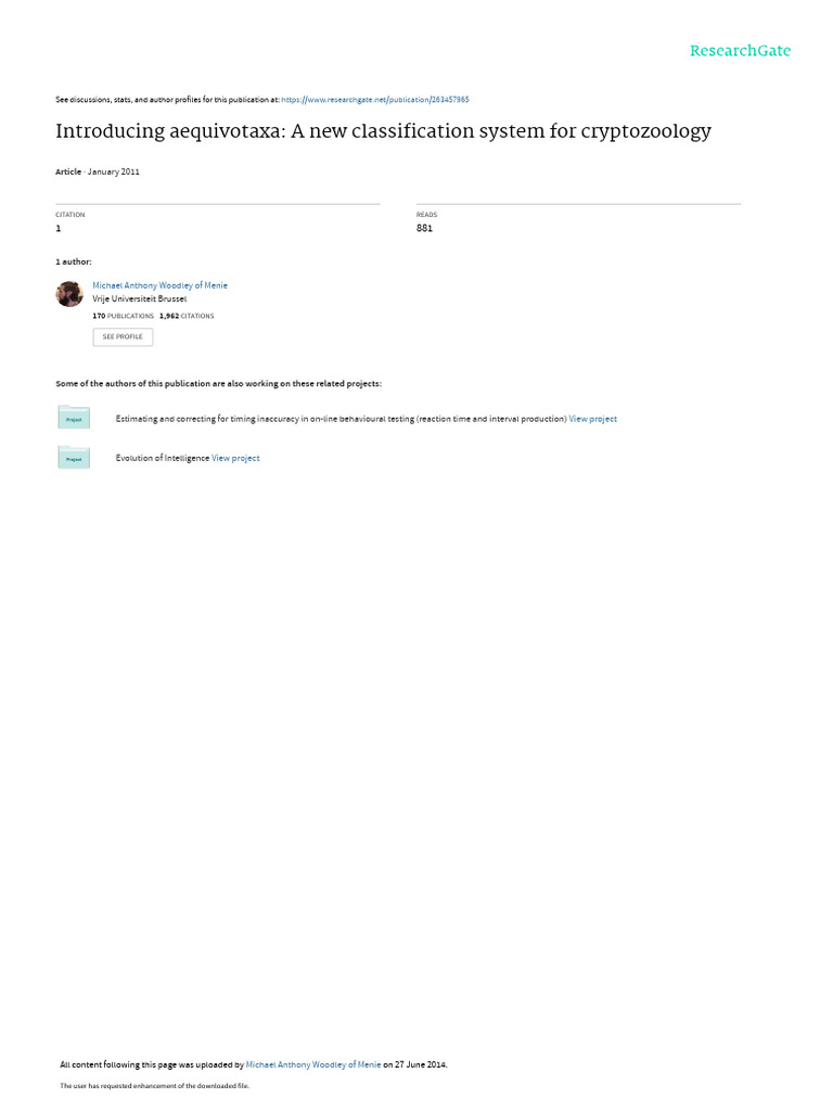 Classification in Cryptozoology | PDF