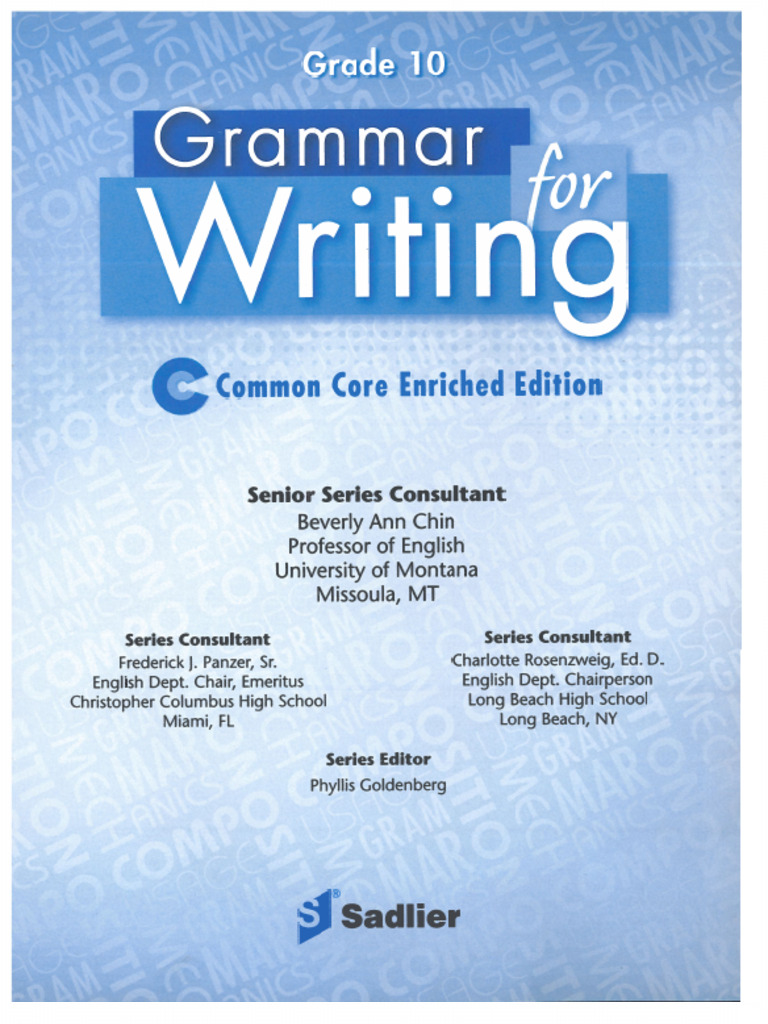 Grammar For Writing Grade 10 | PDF