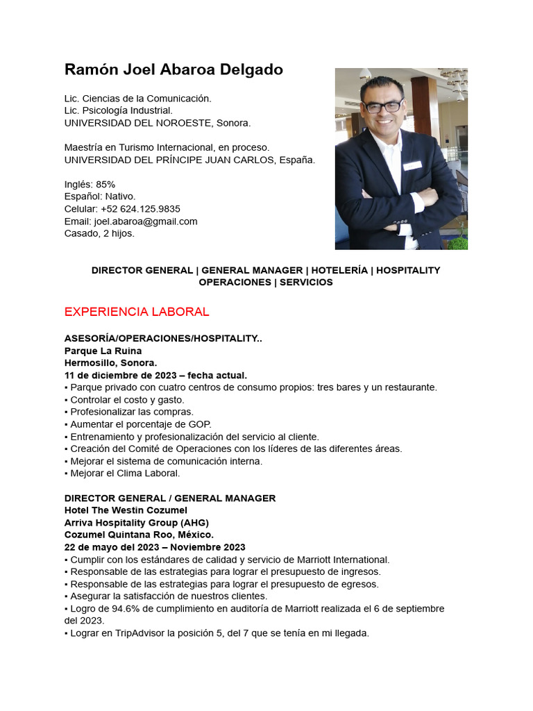 CV Ramón Joel Abaroa Delgado - GTE GENERAL | PDF