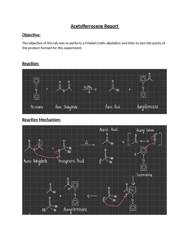 Acetylferrocene Lab Report | PDF
