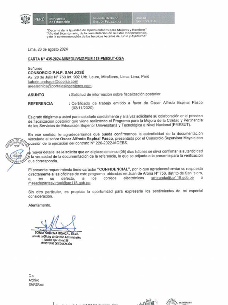 Carta #435-2024-Minedu-Vmgp-Ue.118 | PDF