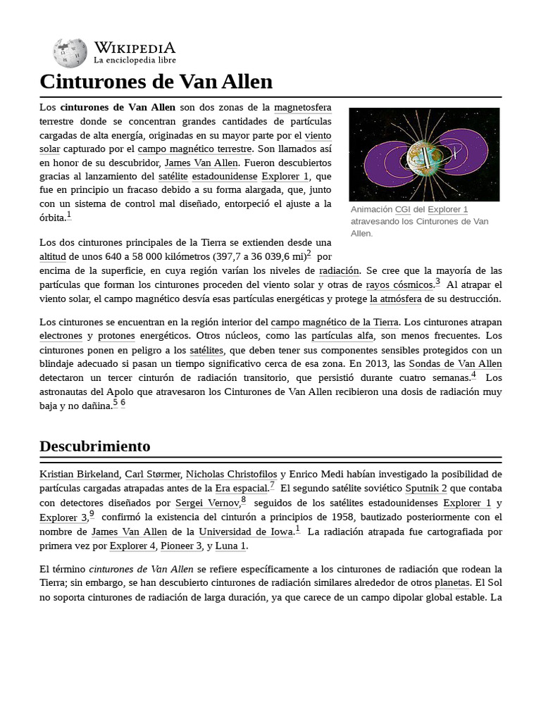 Cinturones de Van Allen: Radiación Terrestre | PDF | Cinturón de ...
