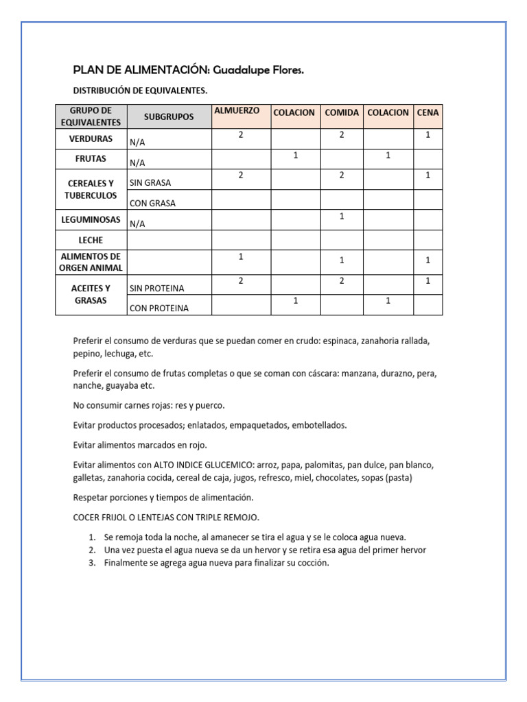 PLAN DE ALIMENTACIÓN | PDF