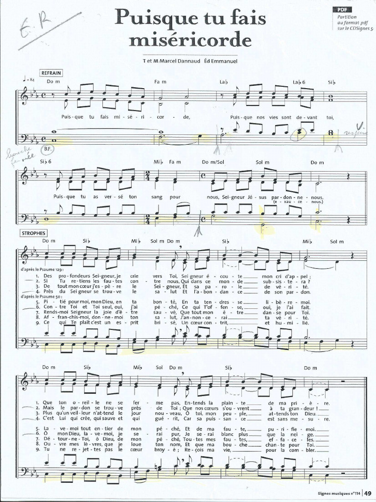 Puisque Tu Fais Miséricorde Partition | PDF