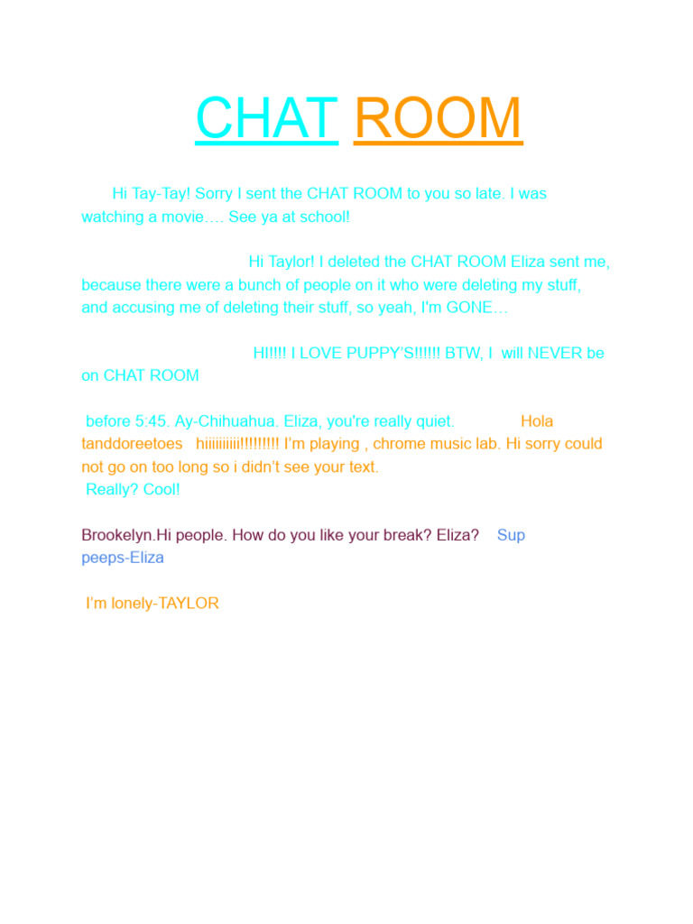 CHAT ROOM - Taylor Brezney + Anna Keller + Brookelyn Schut + Eliza ...