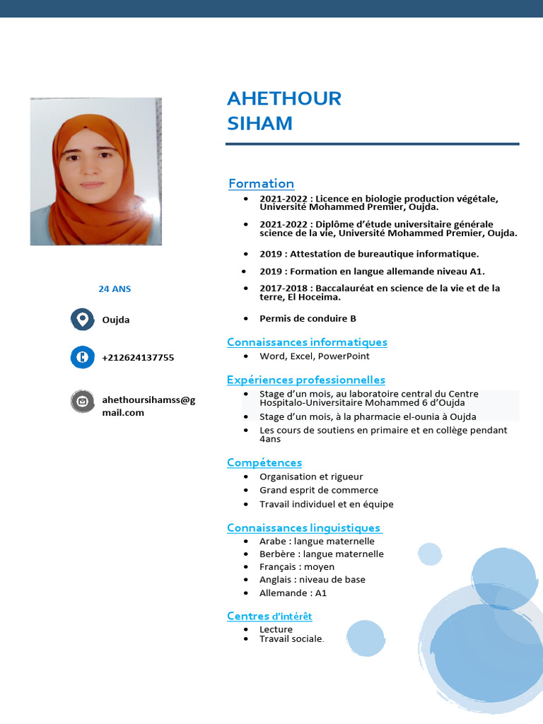 CV Siham PDF | PDF