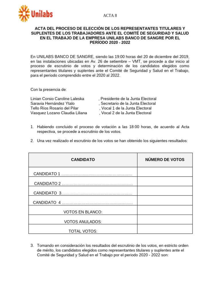 Acta Proceso de Eleccion | PDF