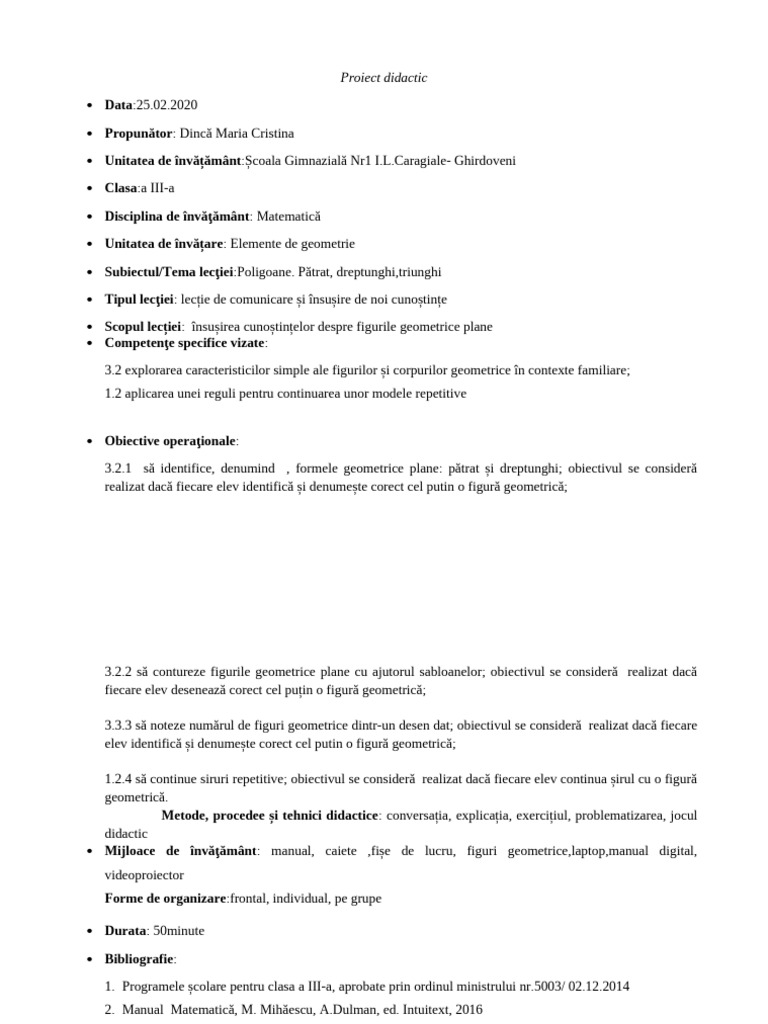 329 Proiect Didactic | PDF