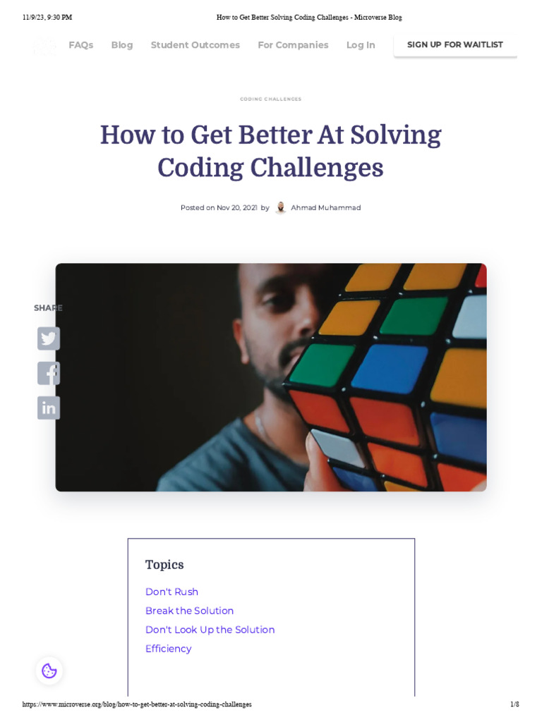 How To Get Better Solving Coding Challenges - Microverse Blog | PDF How To Get Better Solving Coding Challenges - Microverse Blog | PDF