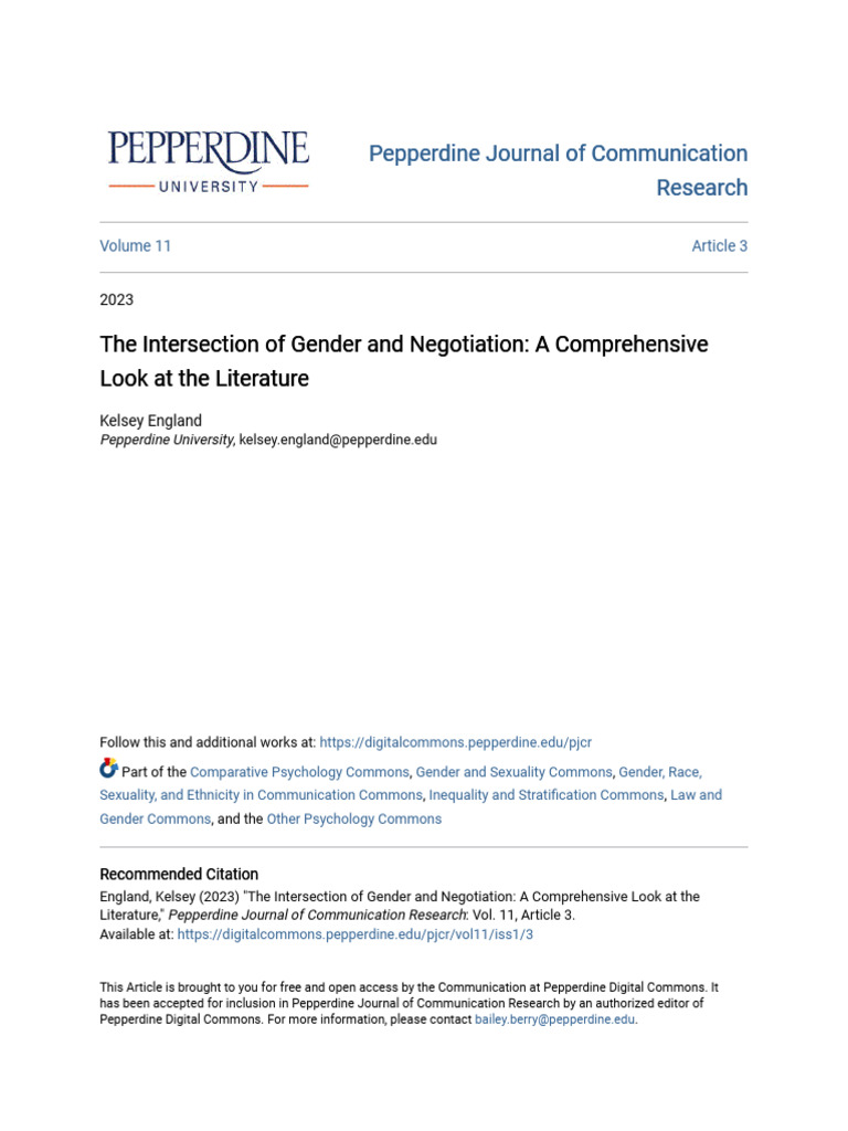 The Intersection Of Gender And Negotiation Pdf