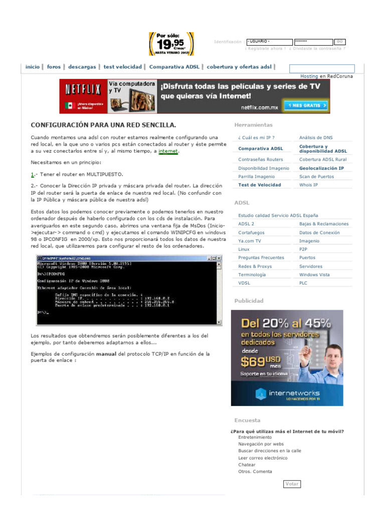 Configuración de Una Red Local - Redes - ADSL Ayuda | PDF