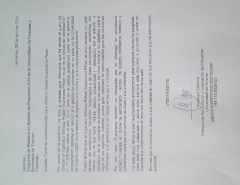 Teacher Recommendation Letter (Spanish) | PDF