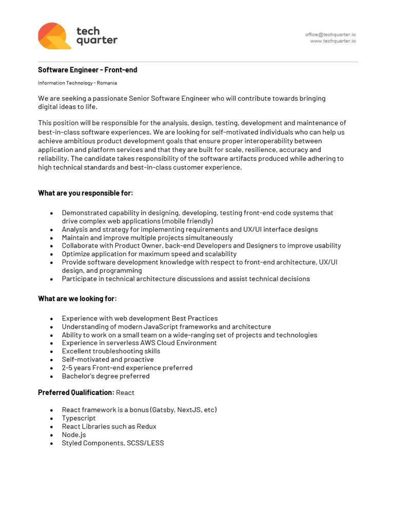 JD - Web Developer | PDF