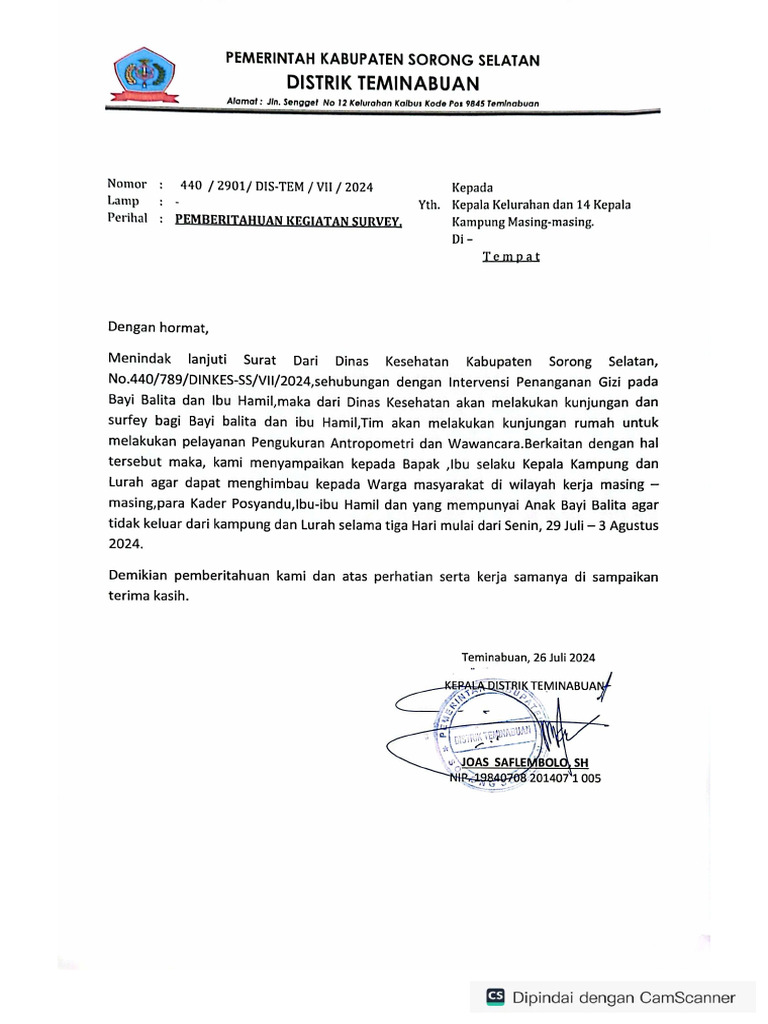 Surat 2 Lurah 14 KPL Kmpung | PDF