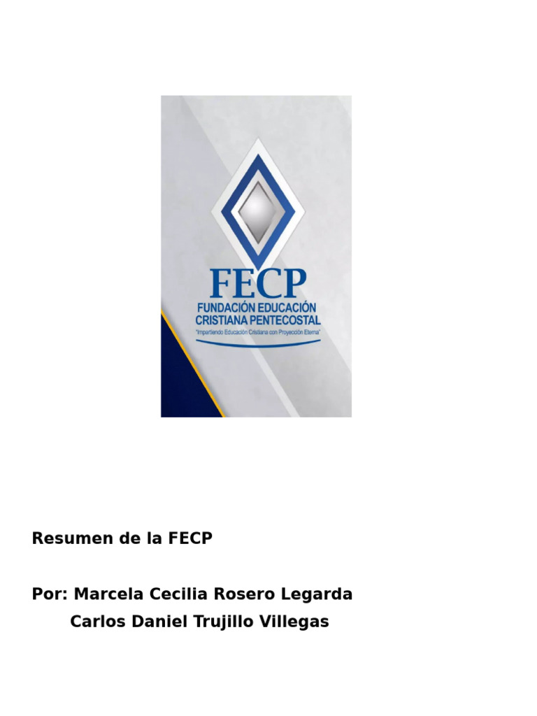 Resumen de La FECP Trabajo Del Modulo de Educaion Cristiana Marcela ...