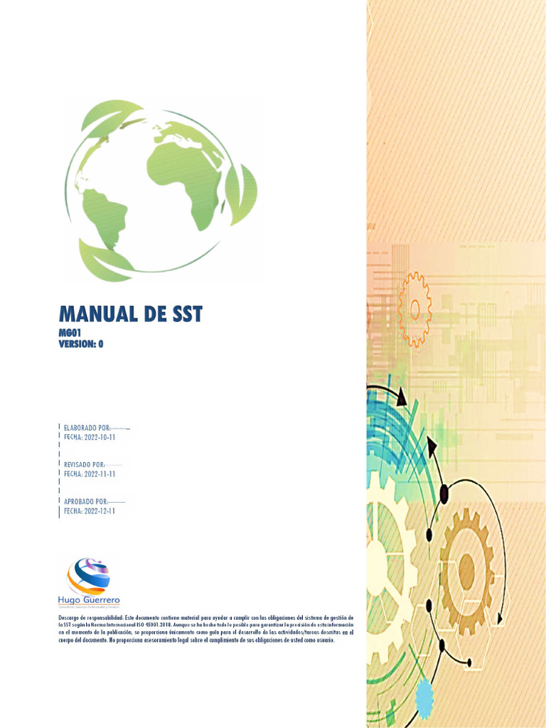 Documento 1 - Modelo MG01 Manual de SST ISO 45001 | PDF