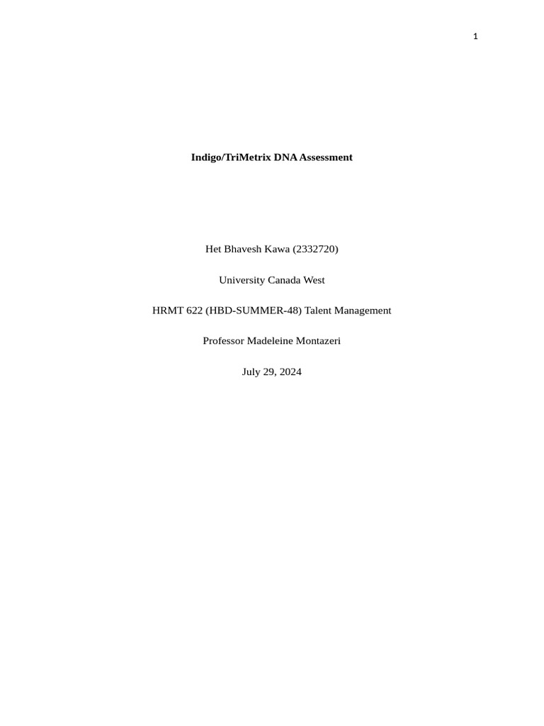 Indigo Assessment | PDF