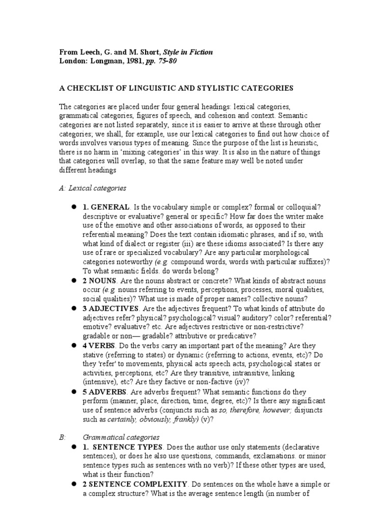 L&s Checklist | PDF | Clause | Part Of Speech