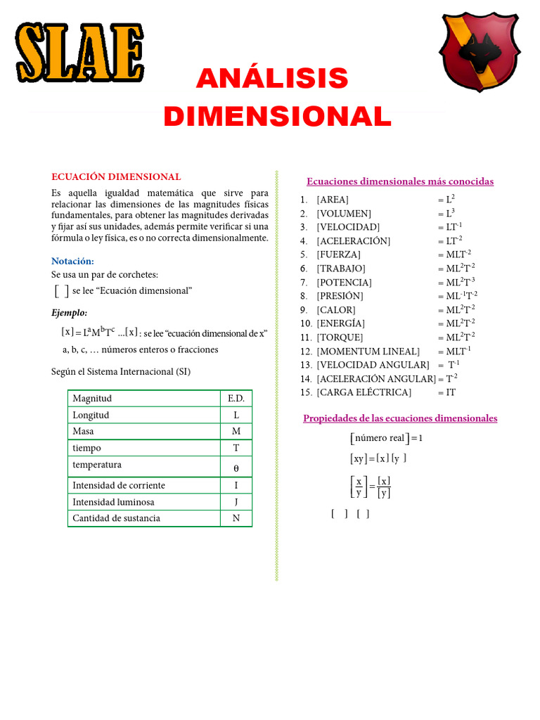 Analisis Dimensional para Tercer Grado de Secundaria | PDF