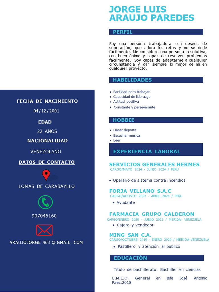 JORGE LUIS ARAUJO PAREDES.. Actualizado | PDF