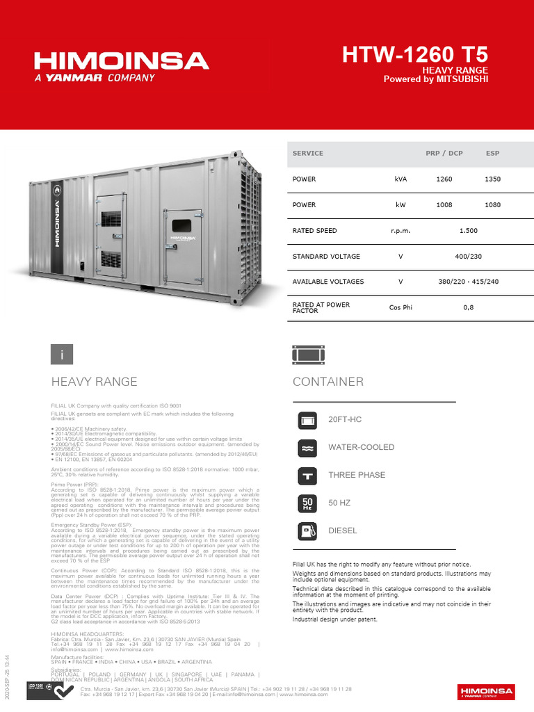 HTW 1260 T5 MITSUBISHI S12R PTA Container 20FT HC STAMFORD Filial UK ...