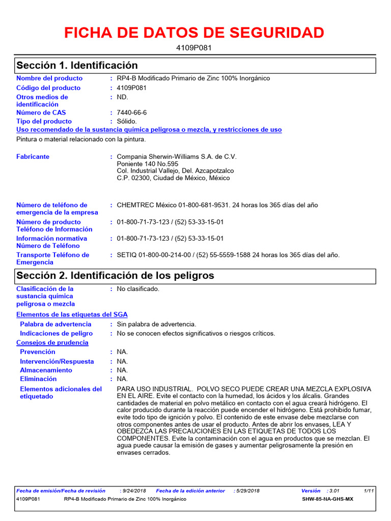 4109P081 - SDS - Spanish (MEXICO) - MX | PDF | Self-Improvement | Wellness