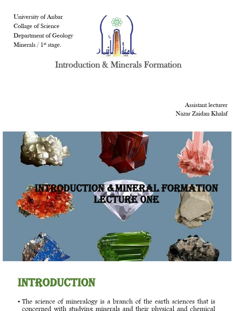 Introduction & Minerals Formation: University of Anbar Collage of ...