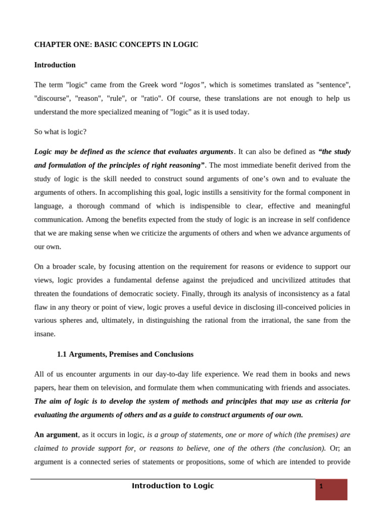 Logic Handout 1 | PDF