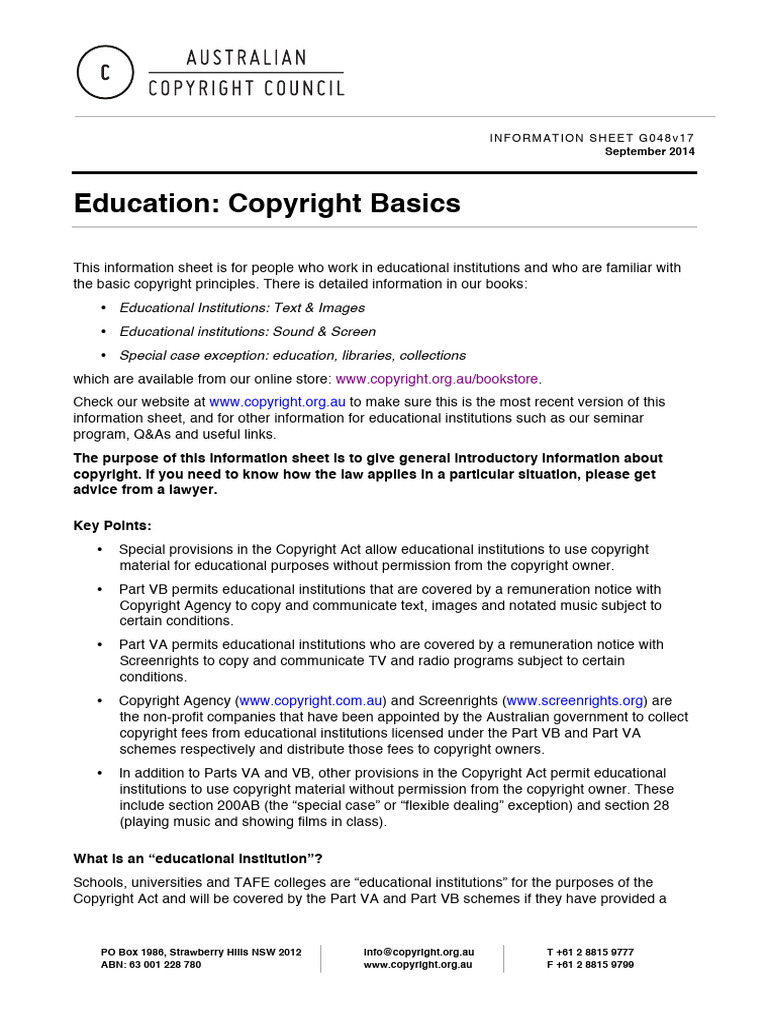 Education Copyright Basics | PDF