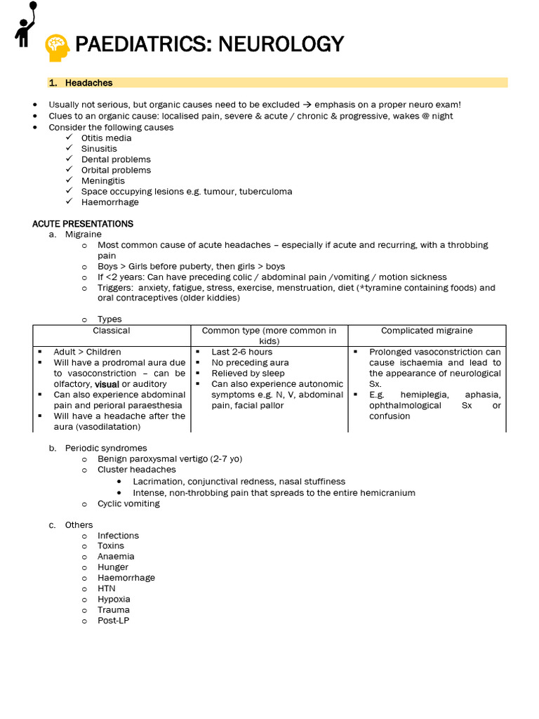 PAEDIATRICS Neuro A Lombard | PDF