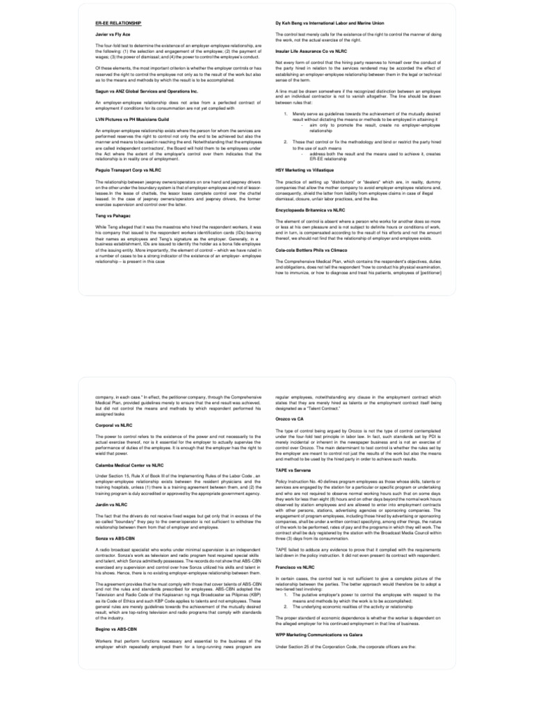 Labor Relations Case Doctrines - Compress | PDF