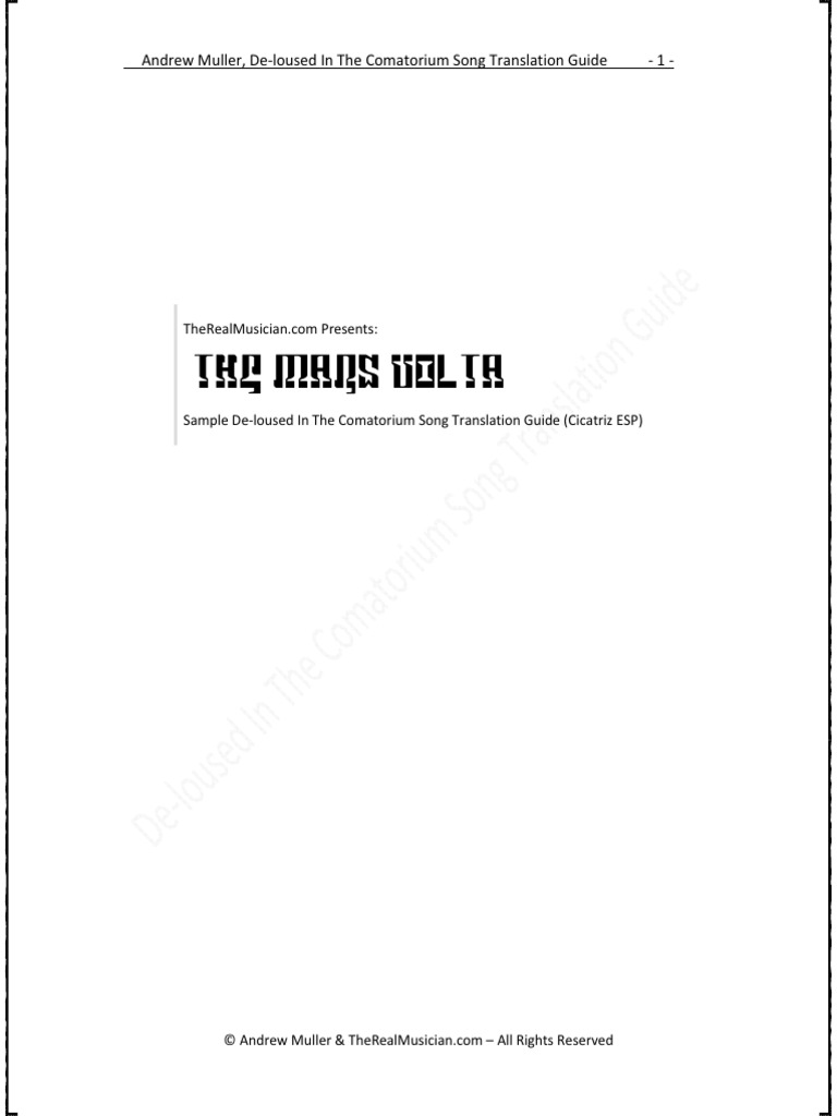 MULLER Andrew - De-Loused in The Comatorium Song Translation | PDF