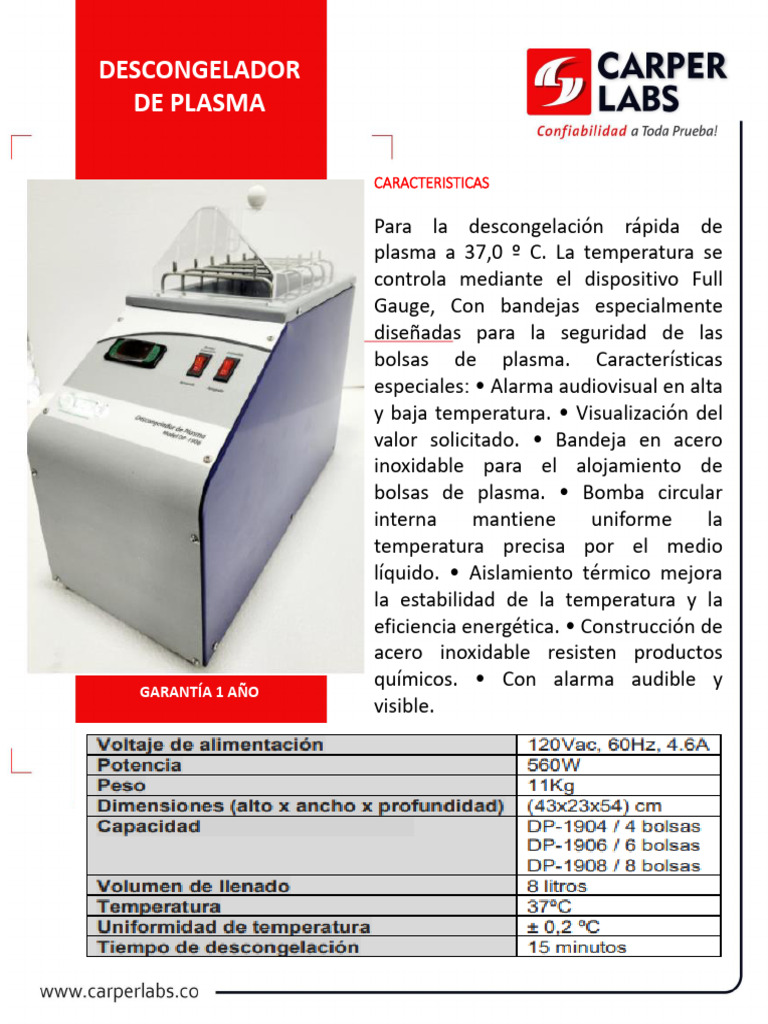 FT. DESCONGELADOR DE PLASMA LABS21 | PDF
