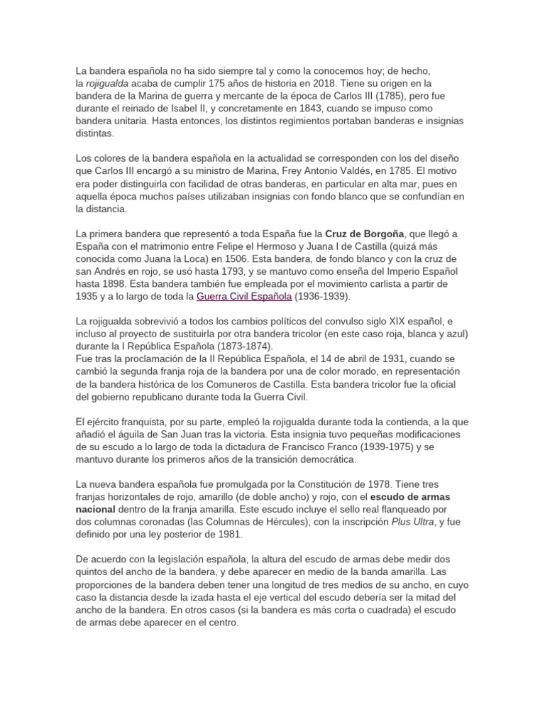 La Bandera Española y Su Historia. | PDF | Bandera | Viajes y turismo