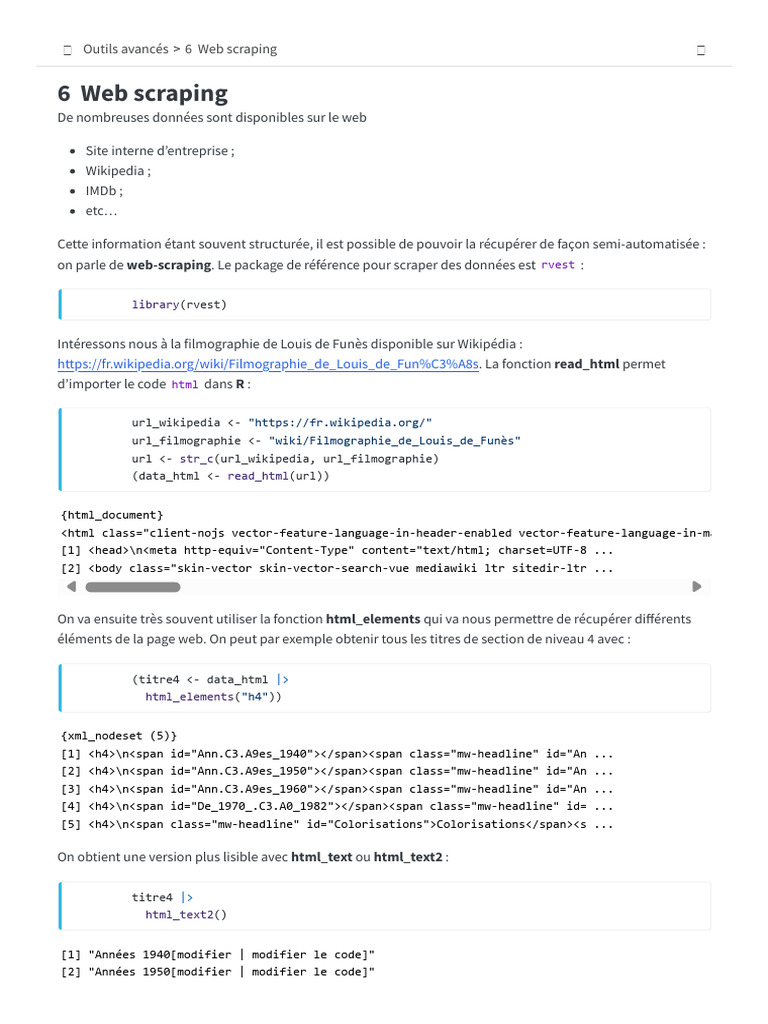 Cours 6 - Web Scraping | PDF
