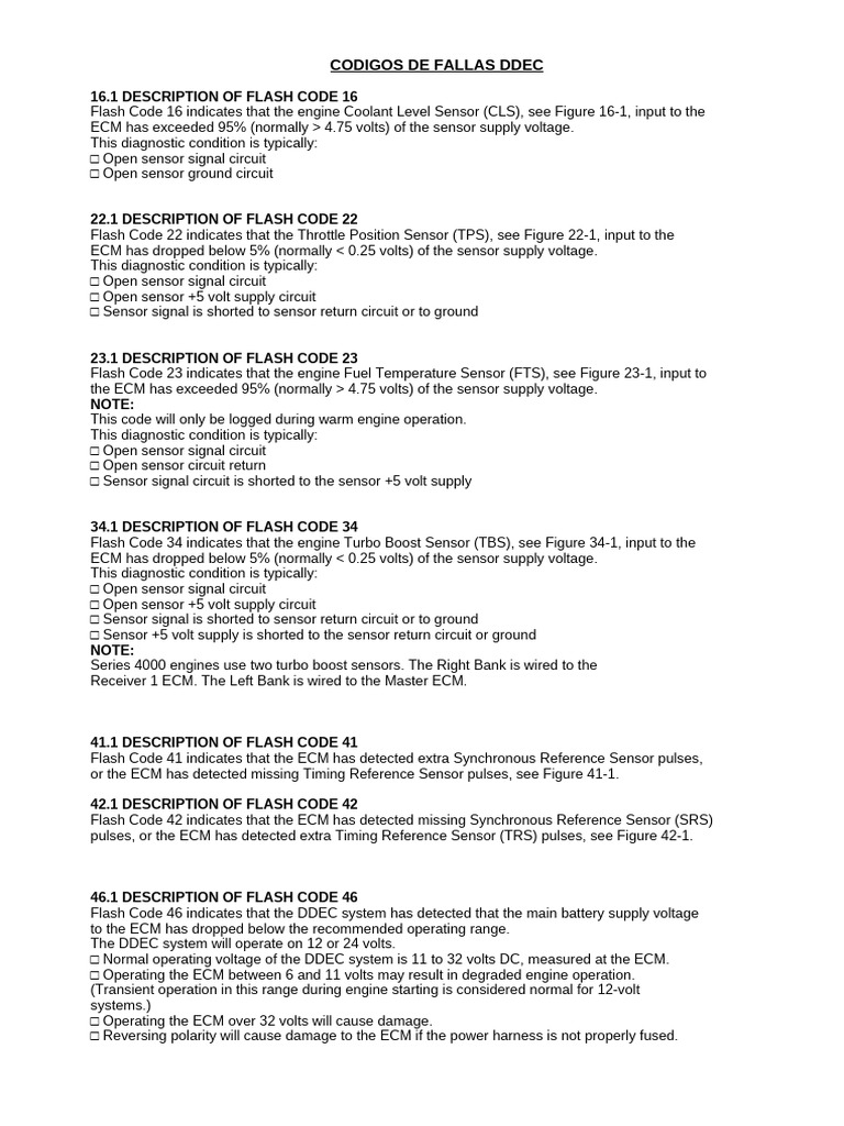 5 Algunos Codigos de Fallas Ddec | PDF