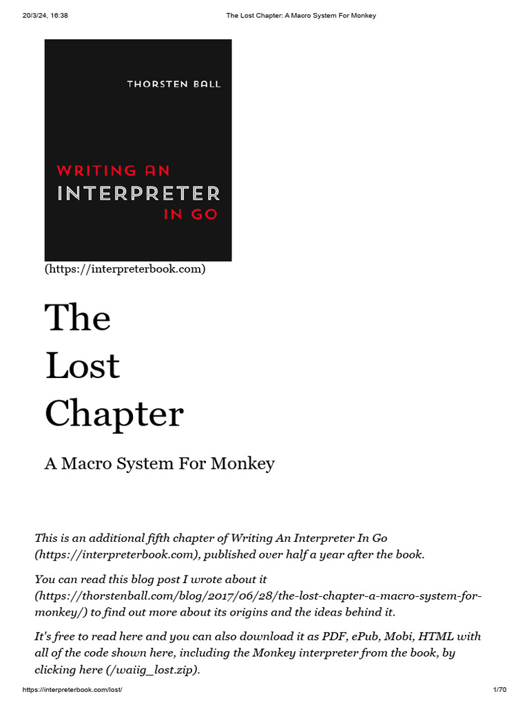 The Lost Chapter - A Macro System For Monkey | PDF | Macro (Computer Science) | Computer Programming