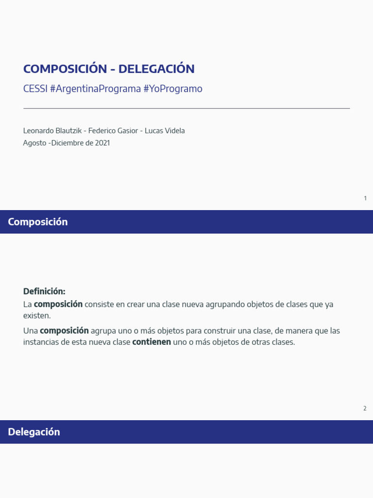 Composicion - Delegacion POO | PDF