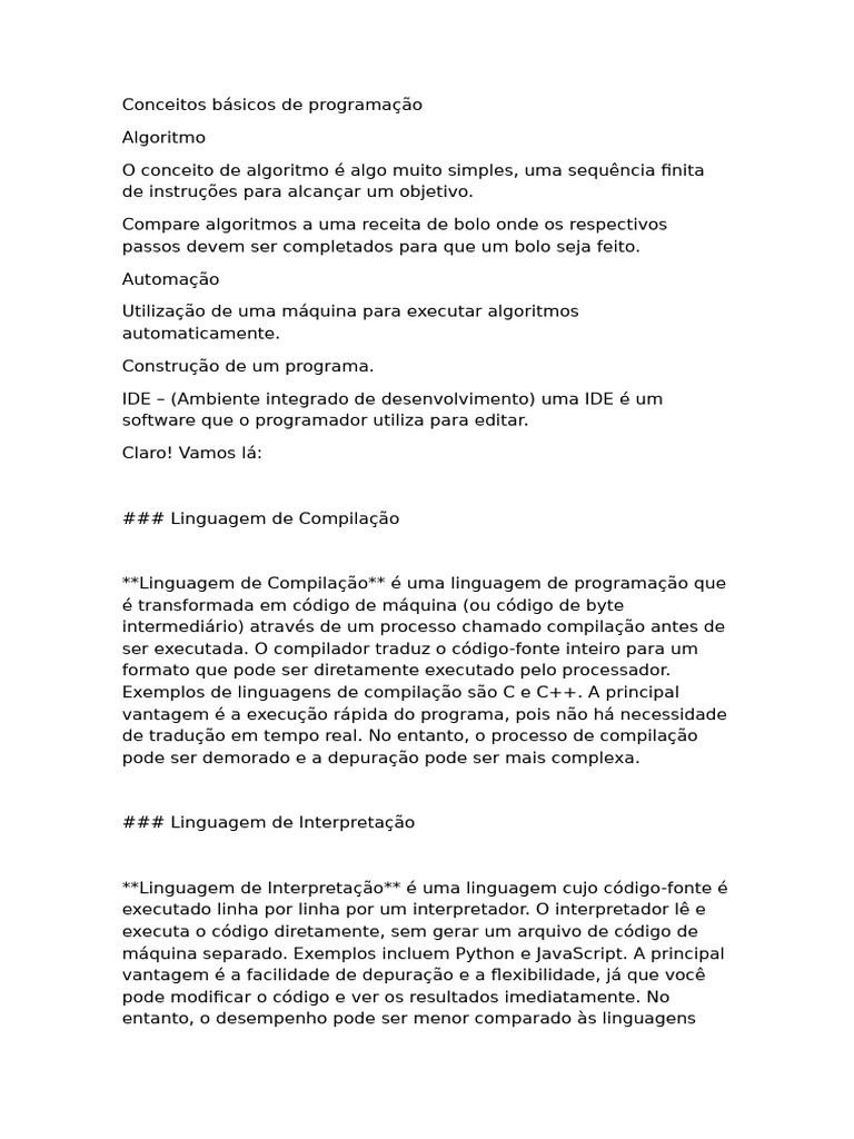 Conceitos básicos de programação | PDF Conceitos básicos de programação | PDF