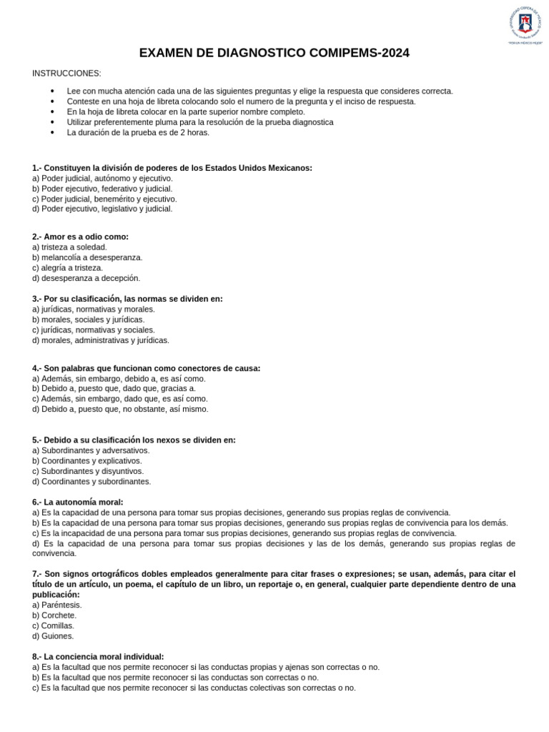 Diagnostico Comipems | PDF