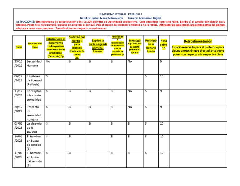 Matriz de Autoevaluación 2do Parcial | PDF