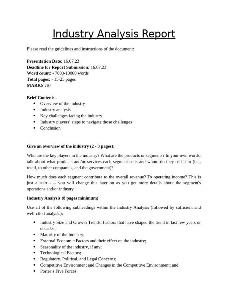 Industry Analysis Guidelines PDF