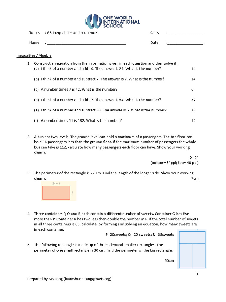 G8 Revision Inequalities and Sequences | PDF